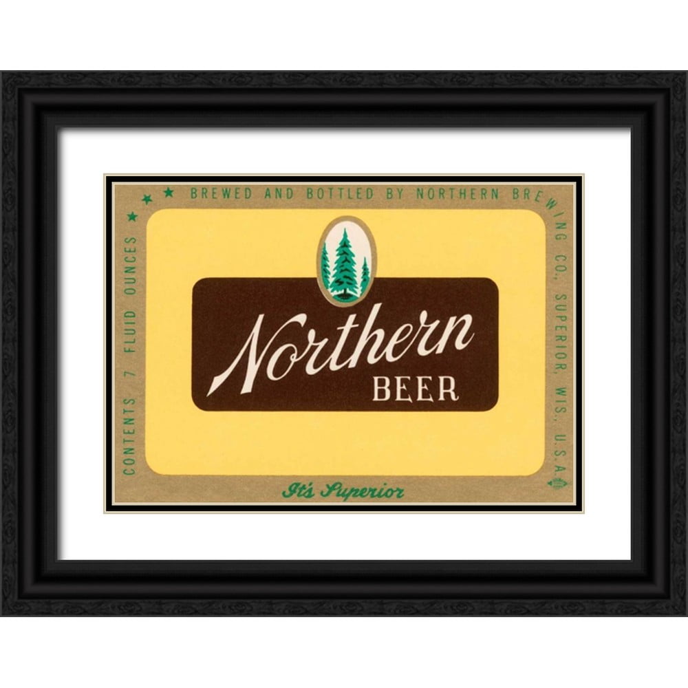 Vintage Booze Labels 24x18 Black Ornate Wood Framed with Double Matting ...