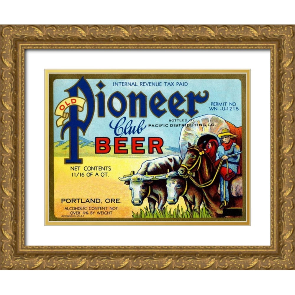 Vintage Booze Labels 24x19 Gold Ornate Wood Framed with Double Matting ...