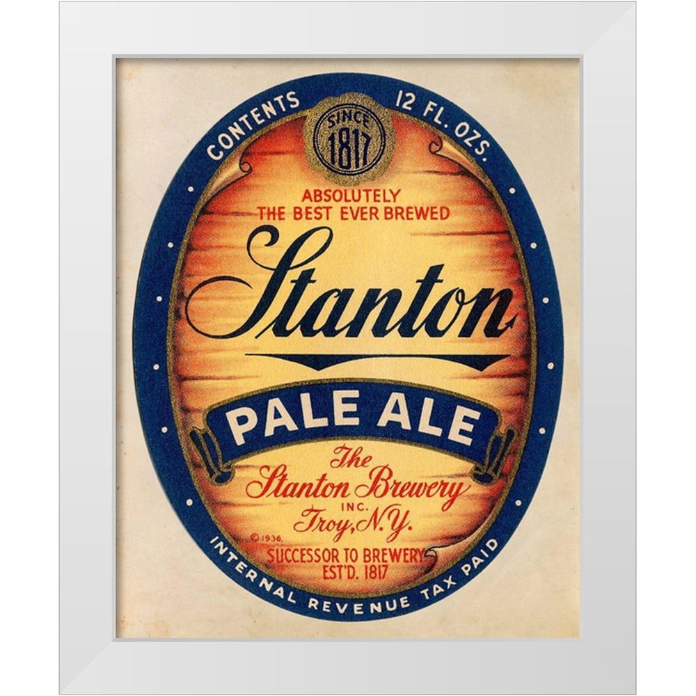 Vintage Booze Labels 26x32 White Modern Wood Framed Museum Art Print ...