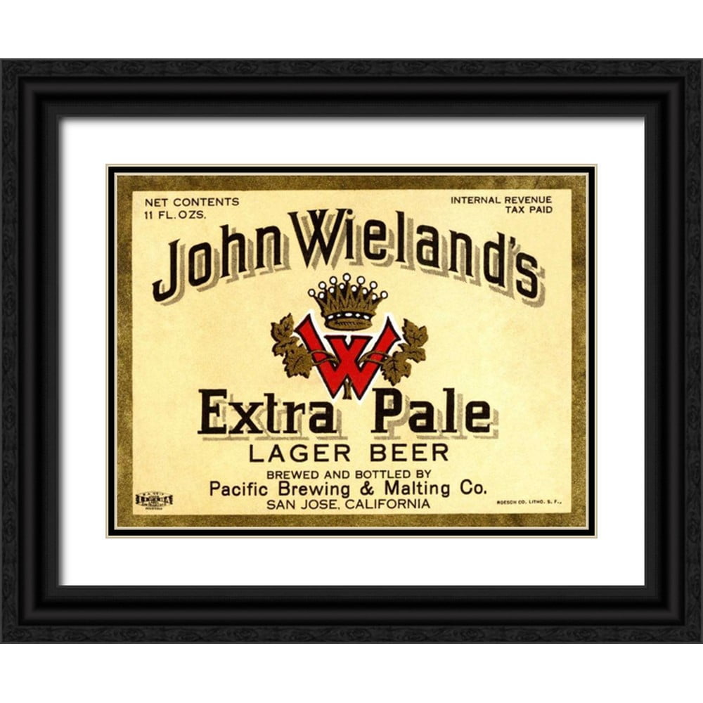 Vintage Booze Labels 32x25 Black Ornate Wood Framed with Double Matting ...