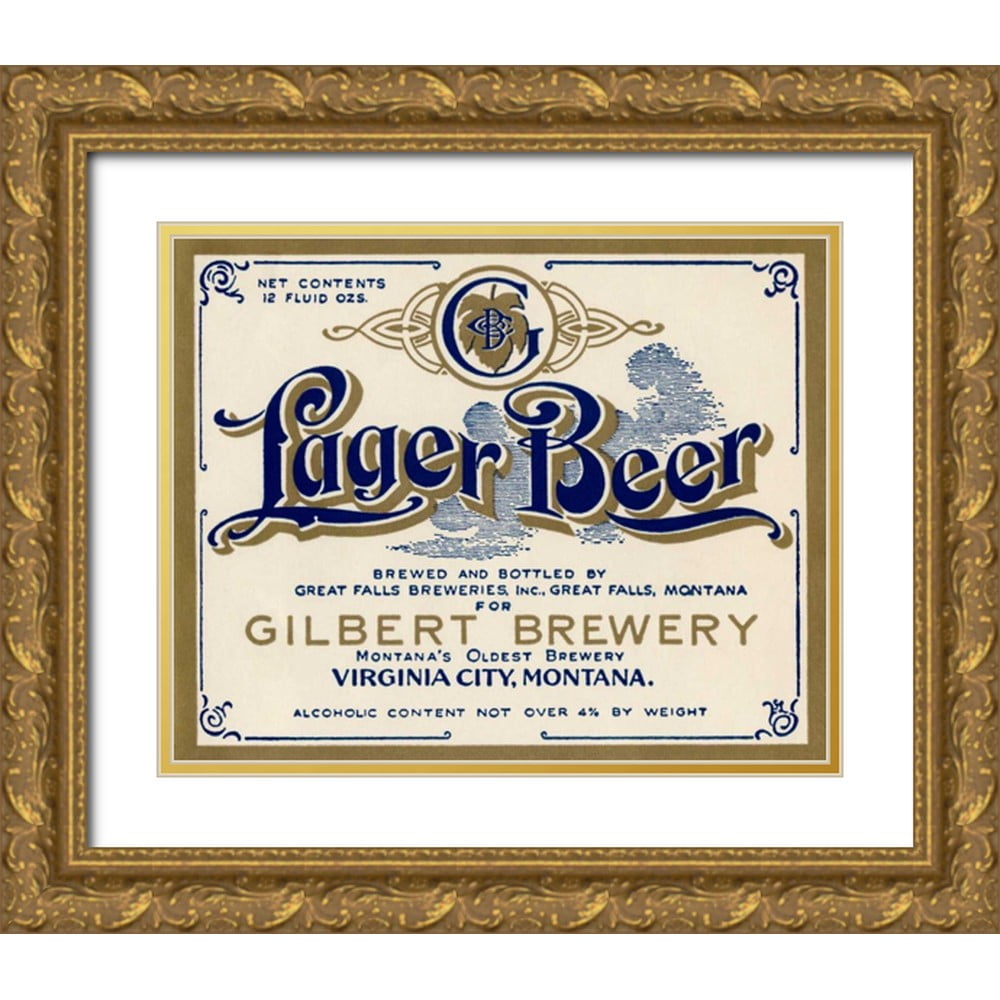 Vintage Booze Labels 32x26 Gold Ornate Wood Framed with Double Matting ...