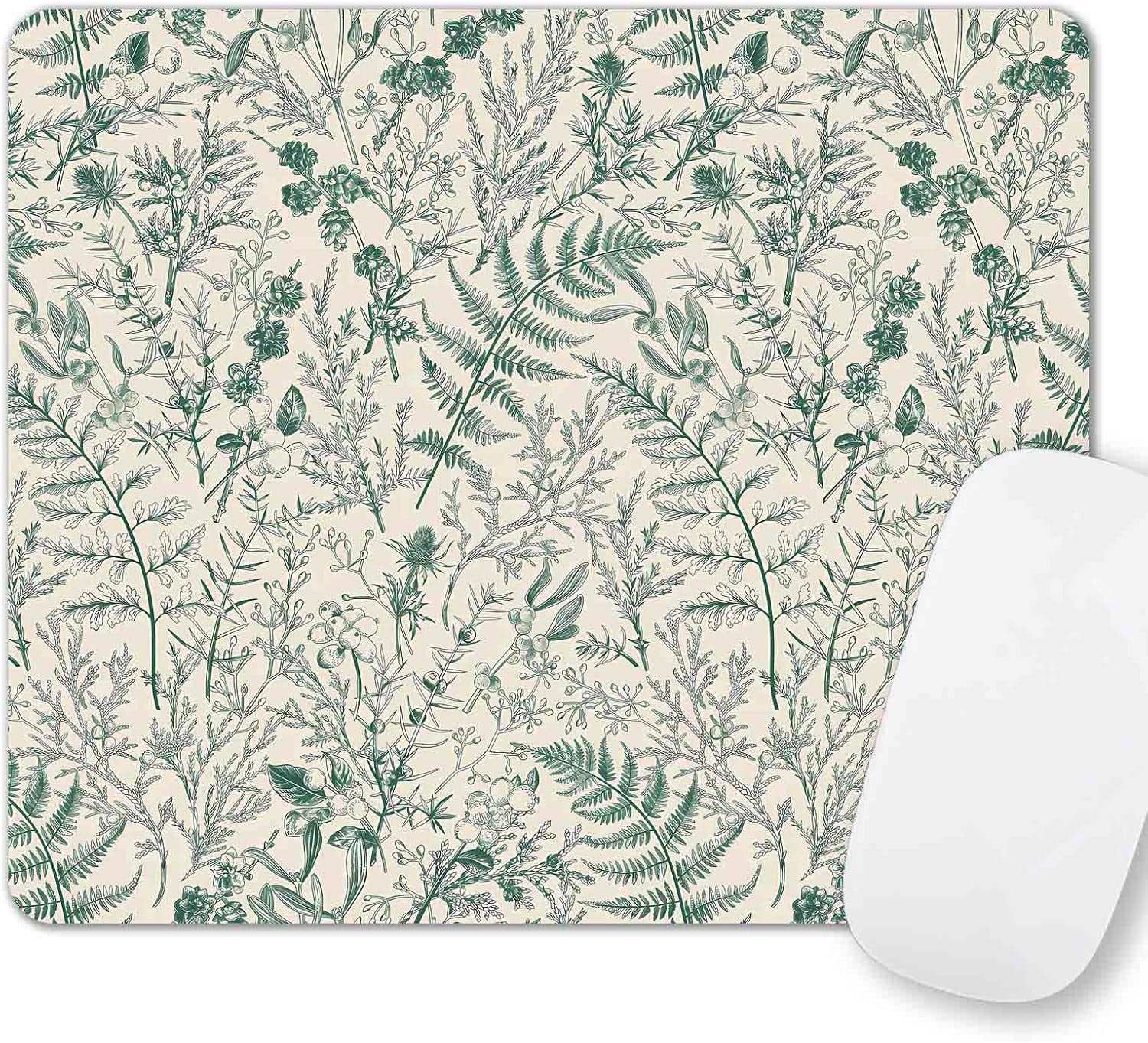 Vintage Botanical Coniferous Branches Mouse Pad Wild Herbs Plant Square ...