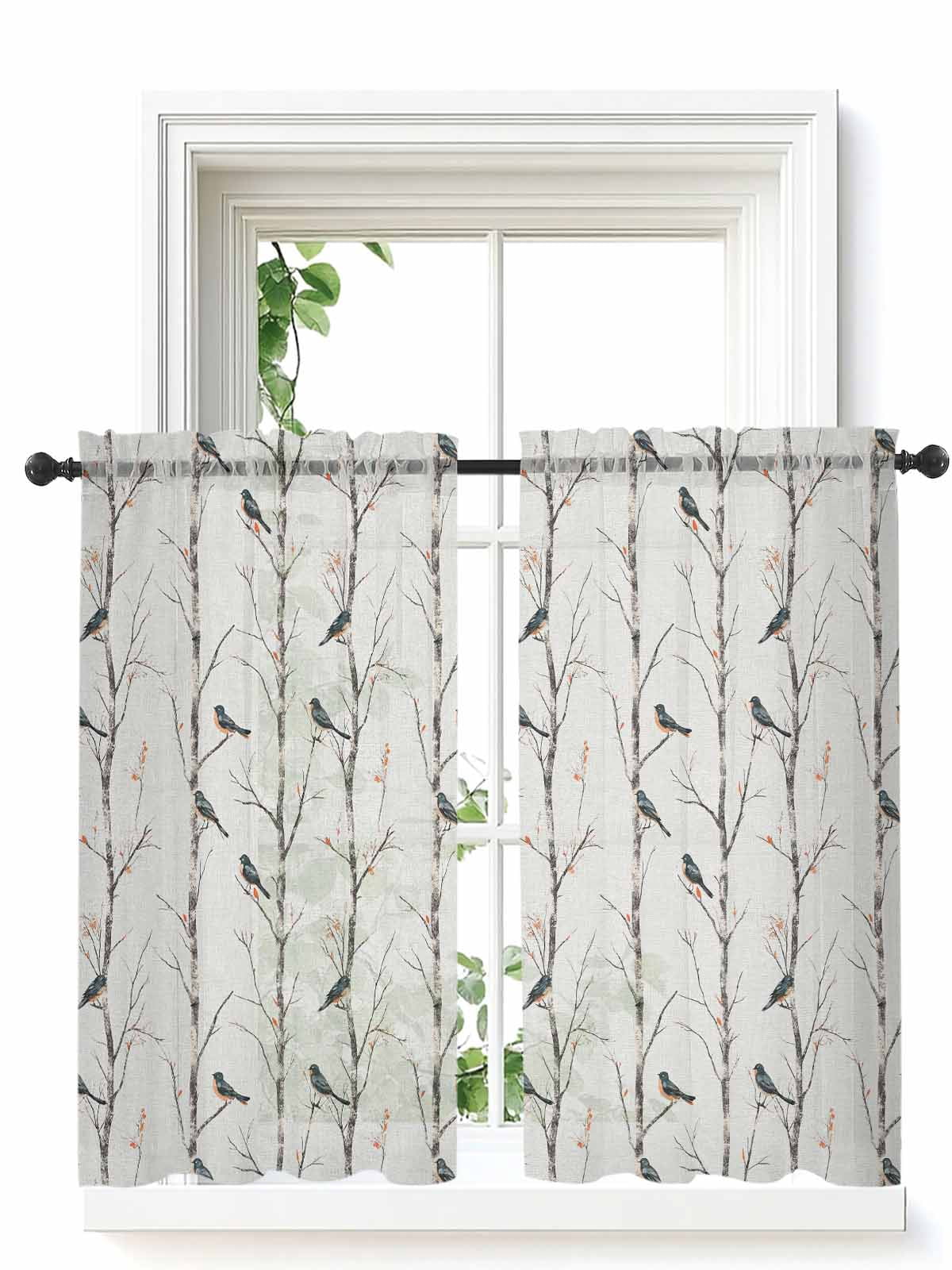 Vintage Botanical Curtains 45 Inch Length, Sheer Curtains for Bedroom ...