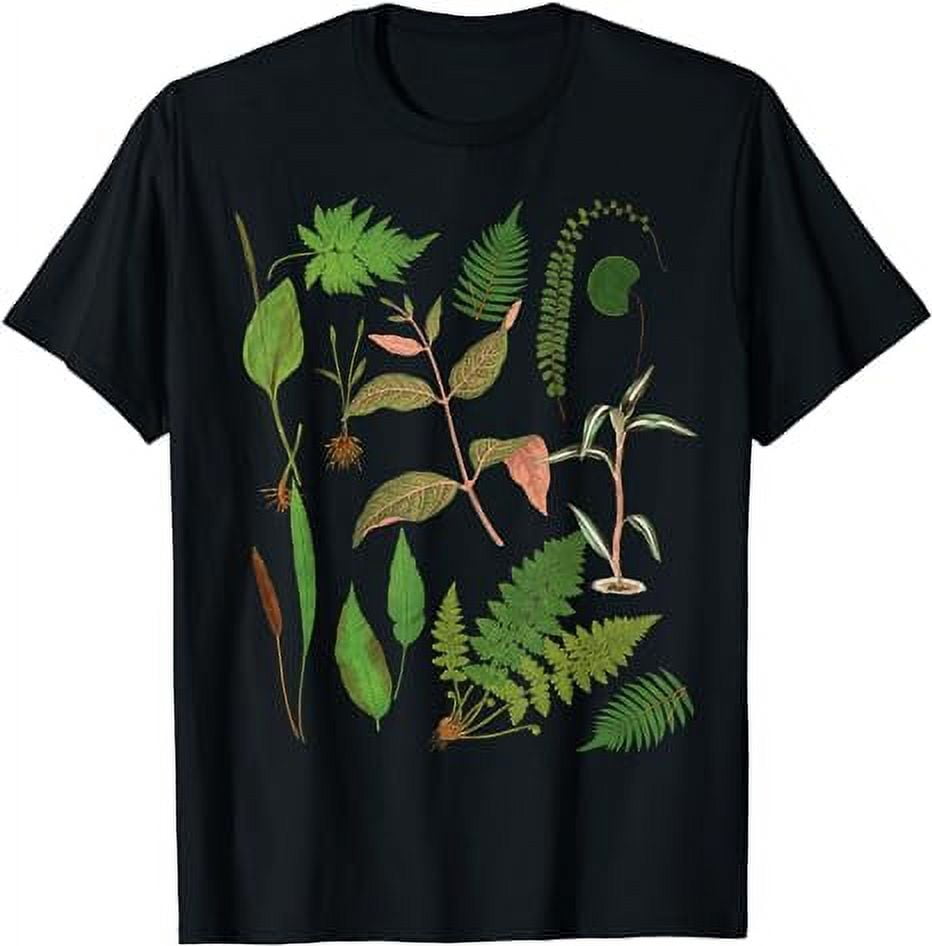Vintage Botanical Flower Fern Leaf Green Plant Botany T-Shirt - Walmart.com