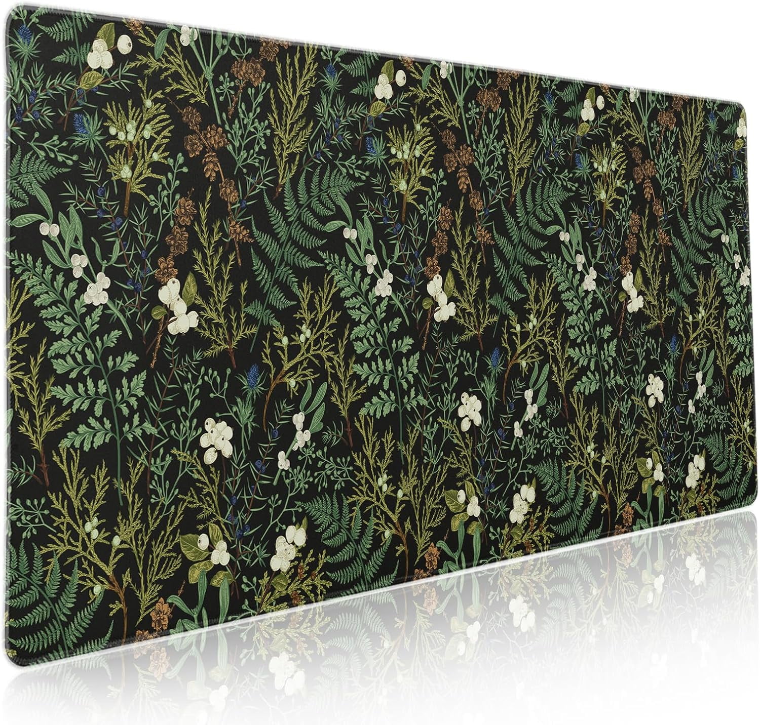 Vintage Botanical Gaming Mouse Pad - XXL Black Aesthetic Forest Green ...