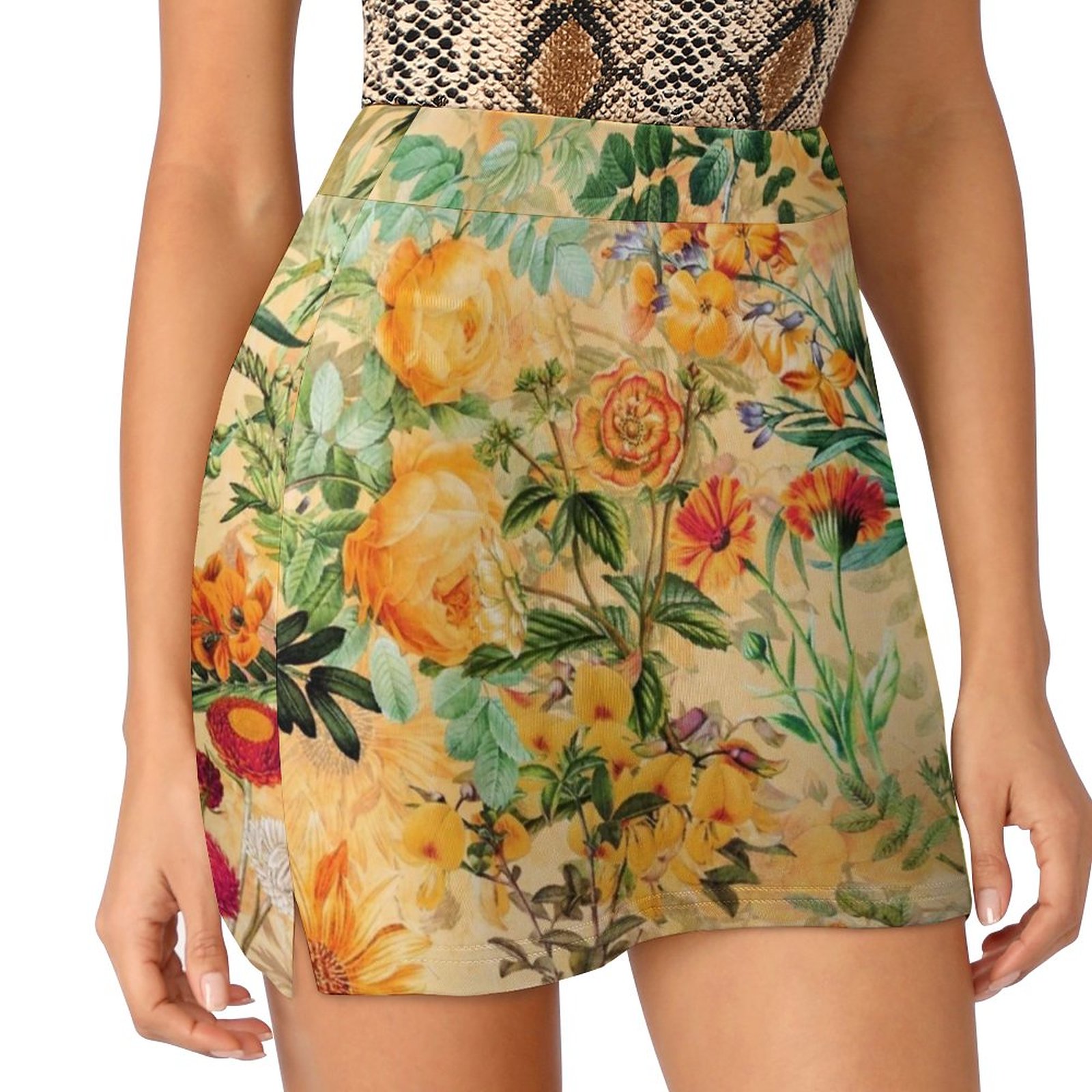 Vintage Botanical Golden Summer Day Garden Women's skirt Y2K Summer ...