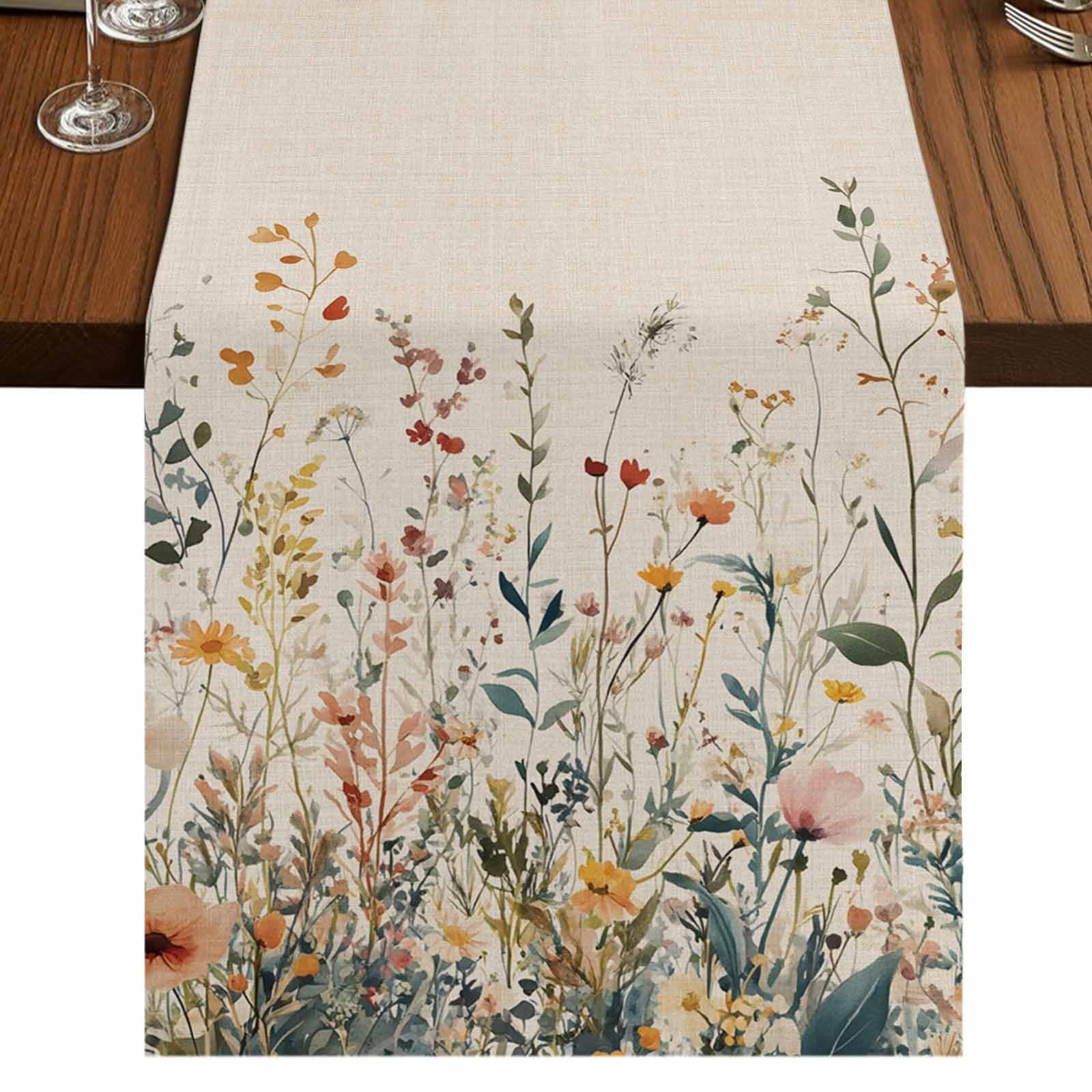 Vintage Botanical Table Runner 70 Inches Long,Spring Floral Summer ...