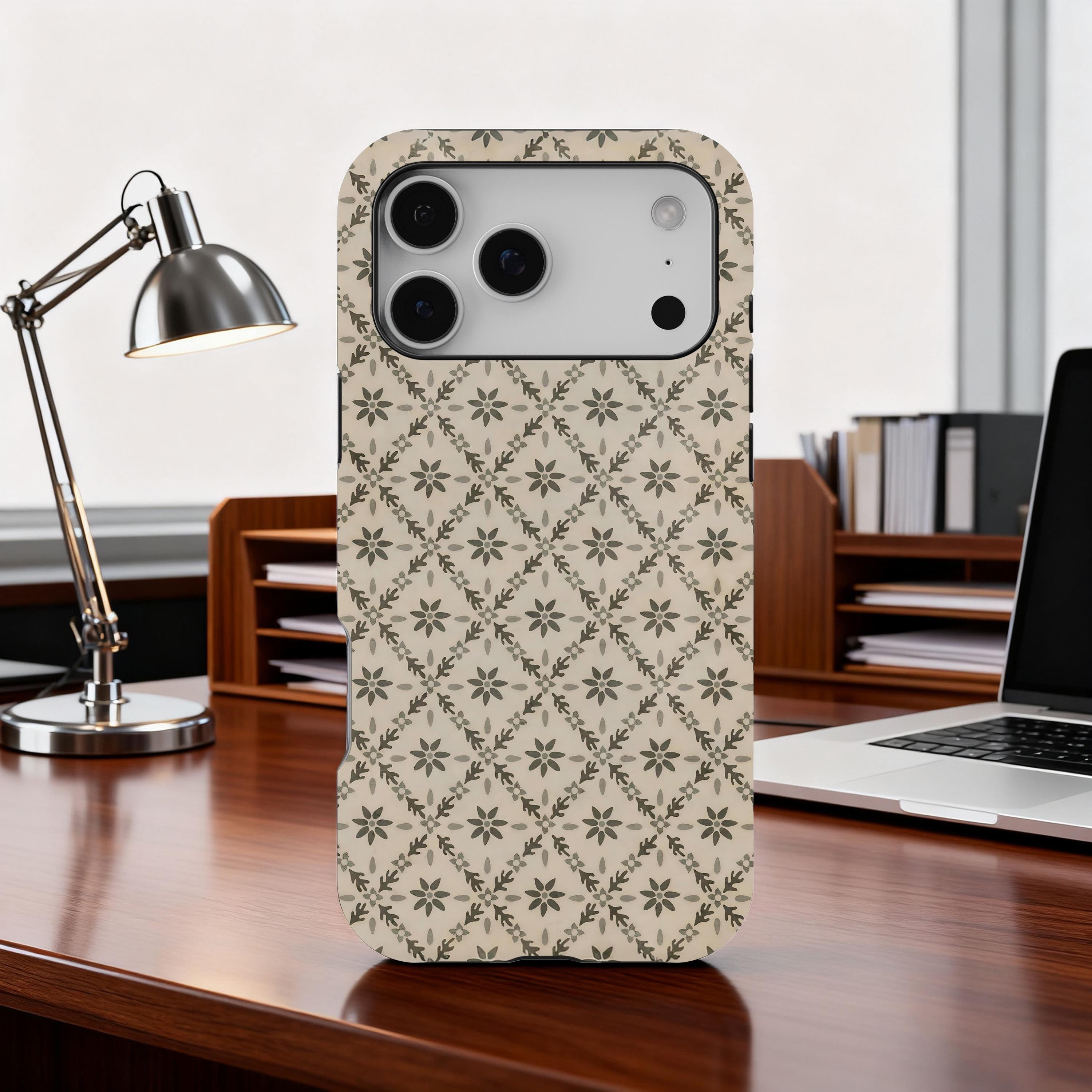 Vintage Botanical Tile Cottagecore Floral Phone Case with iPhone 17 ...
