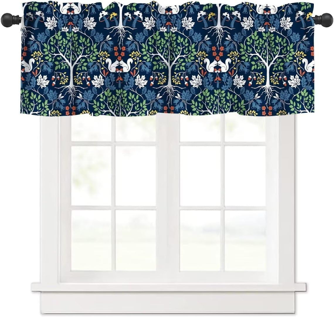 Vintage Botanical Window Valance Curtain, William Morris Style Animal ...