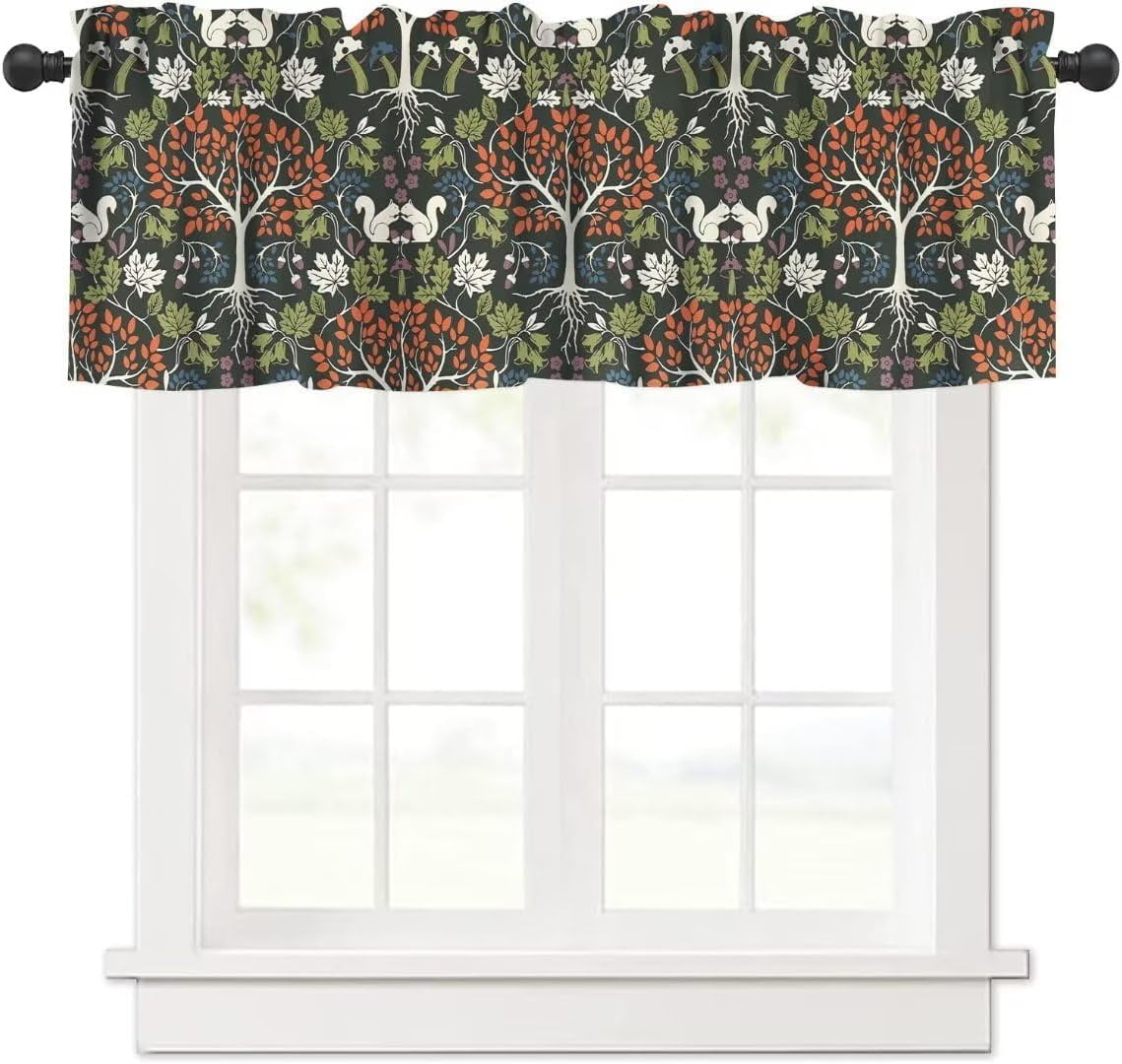 Vintage Botanical Window Valance Curtain, William Morris Style Animal ...