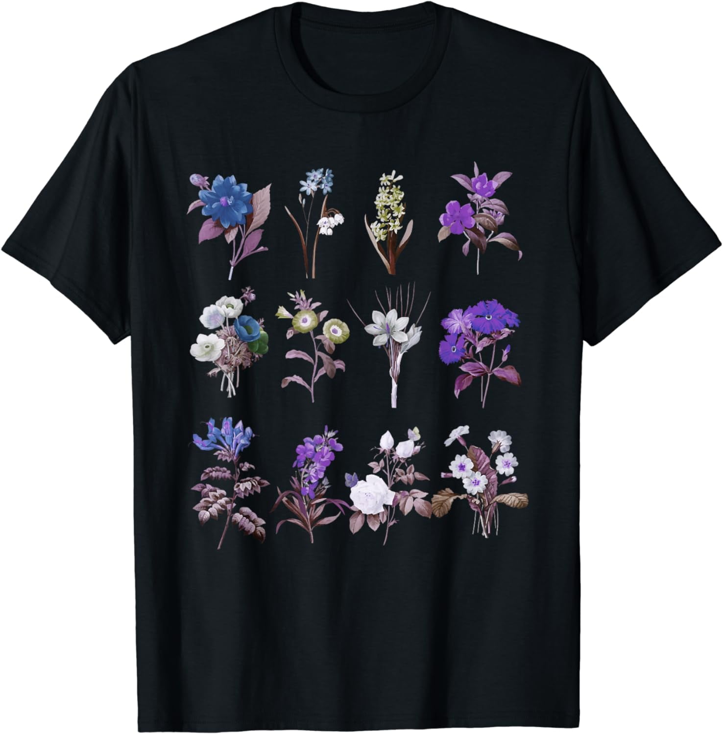 Vintage Botany Garden Flowers Wildflowers Floral Botanical T-Shirt ...