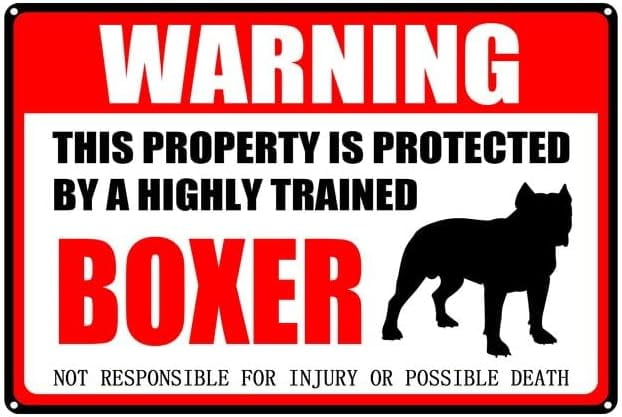 Vintage Boxer Aluminum Metal Sign,Warning Sign Pet Gift,This Property ...