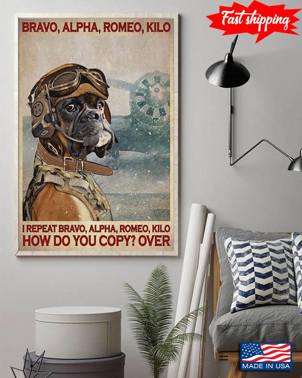 Vintage Boxer Dog Pilot Bravo, Alpha, Romeo, Kilo I Repeat Bravo, Alpha ...