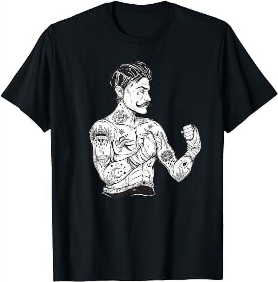 Vintage Boxing Champion Tattoo TShirt - Boho Ink Fighter Tee - Walmart.com