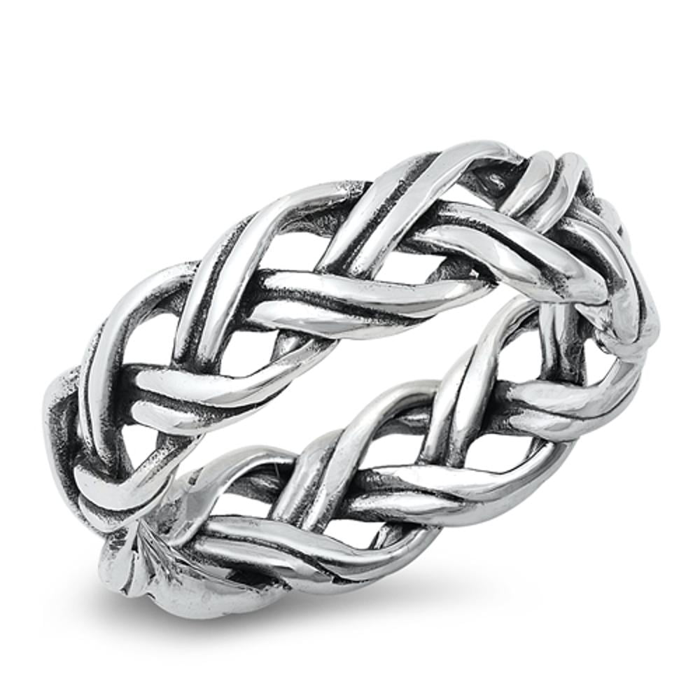 Vintage Braided Rope Ring .925 Sterling Silver Band Jewelry Female Male ...