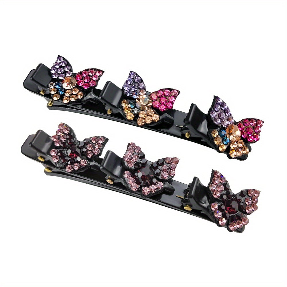 Vintage Braids Hair Clips For Women Girls, Sparkling Rhinestone Crystal ...