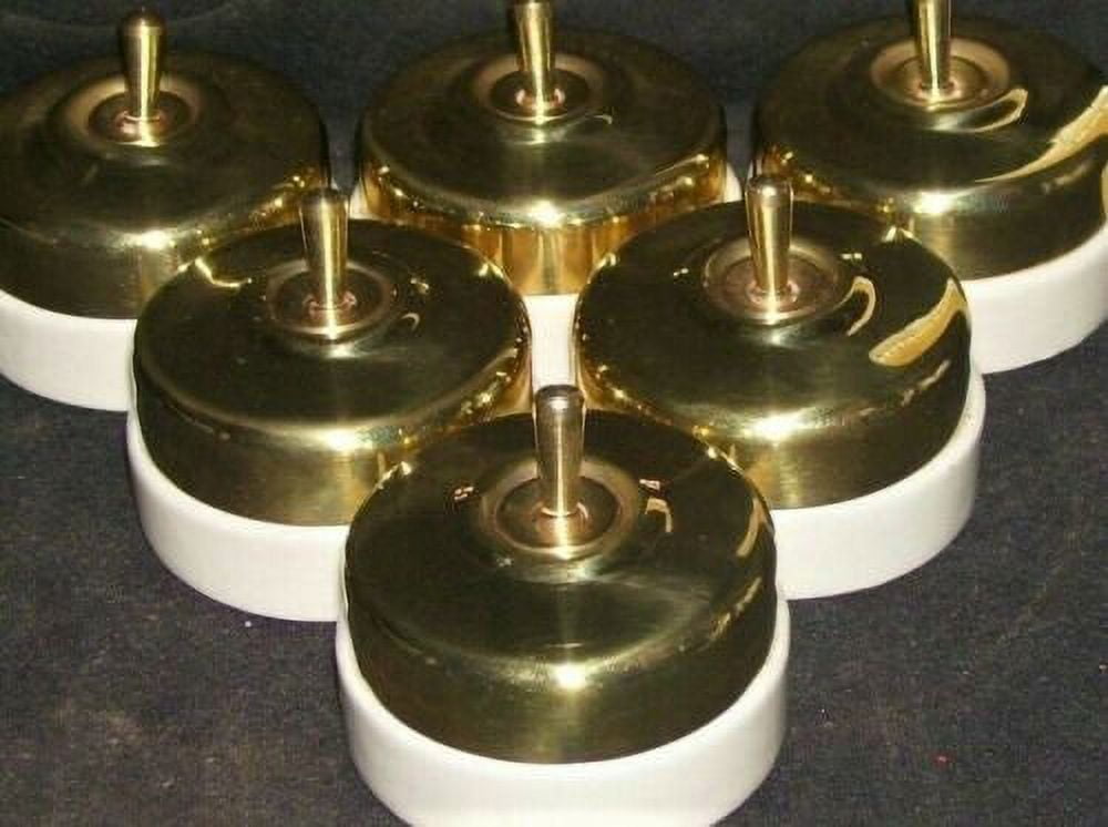 Vintage Brass And Ceramic 1 Way Electric Plain Round Switch Button 6 ...