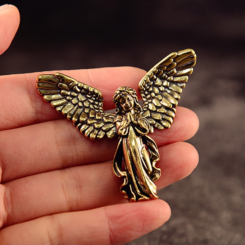 Vintage Brass Blessed Guardian Angel Figurines Miniature Desktop ...