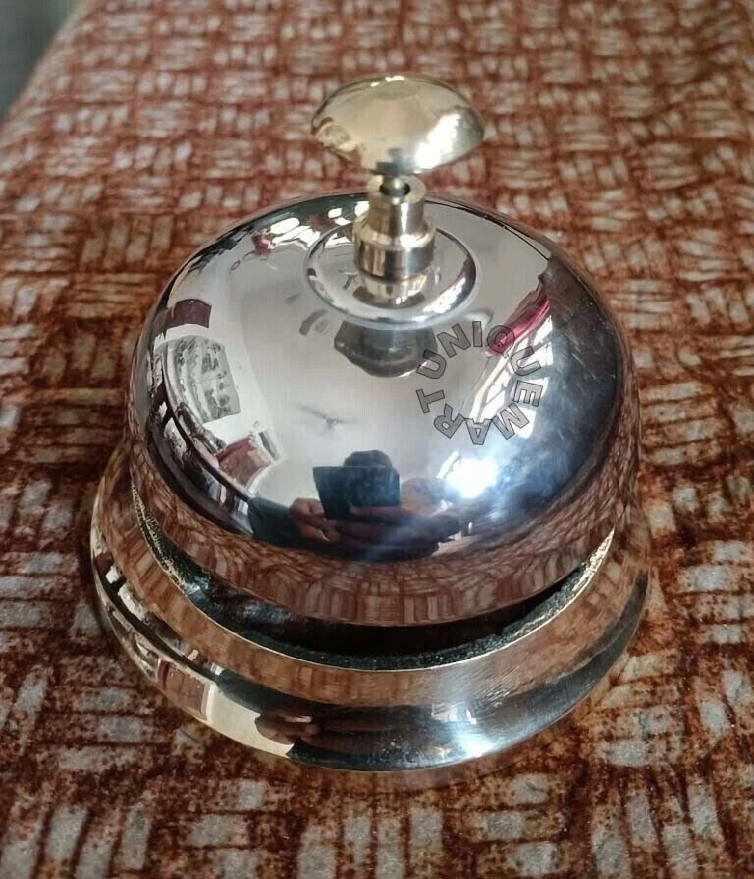 Vintage Brass Desk Bell – 3" Antique Table Call Bell for School, Office ...