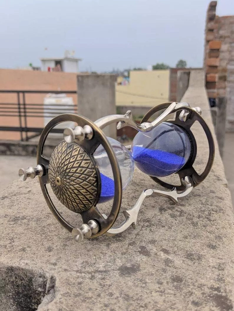 Vintage Brass & Glass Sand Hour Glass Timer Nautical Maritime Antique ...