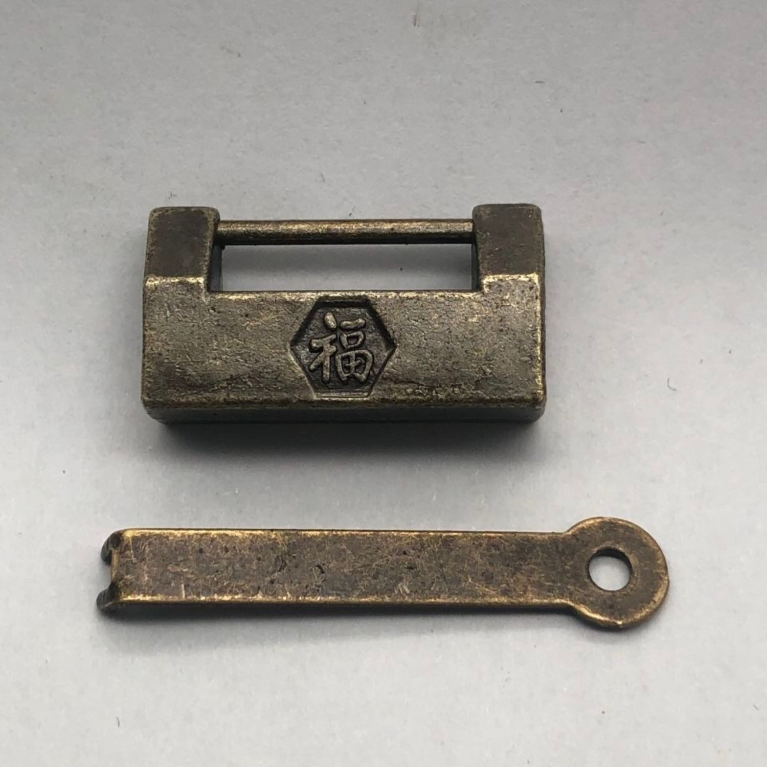 Vintage Brass Lock Double Sided Fu Character Design for Drawer Jewelry ...