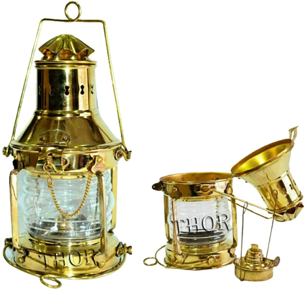 Vintage Brass Oil Kerosene Burner Ship Lantern Anchor Lamp 10 ...