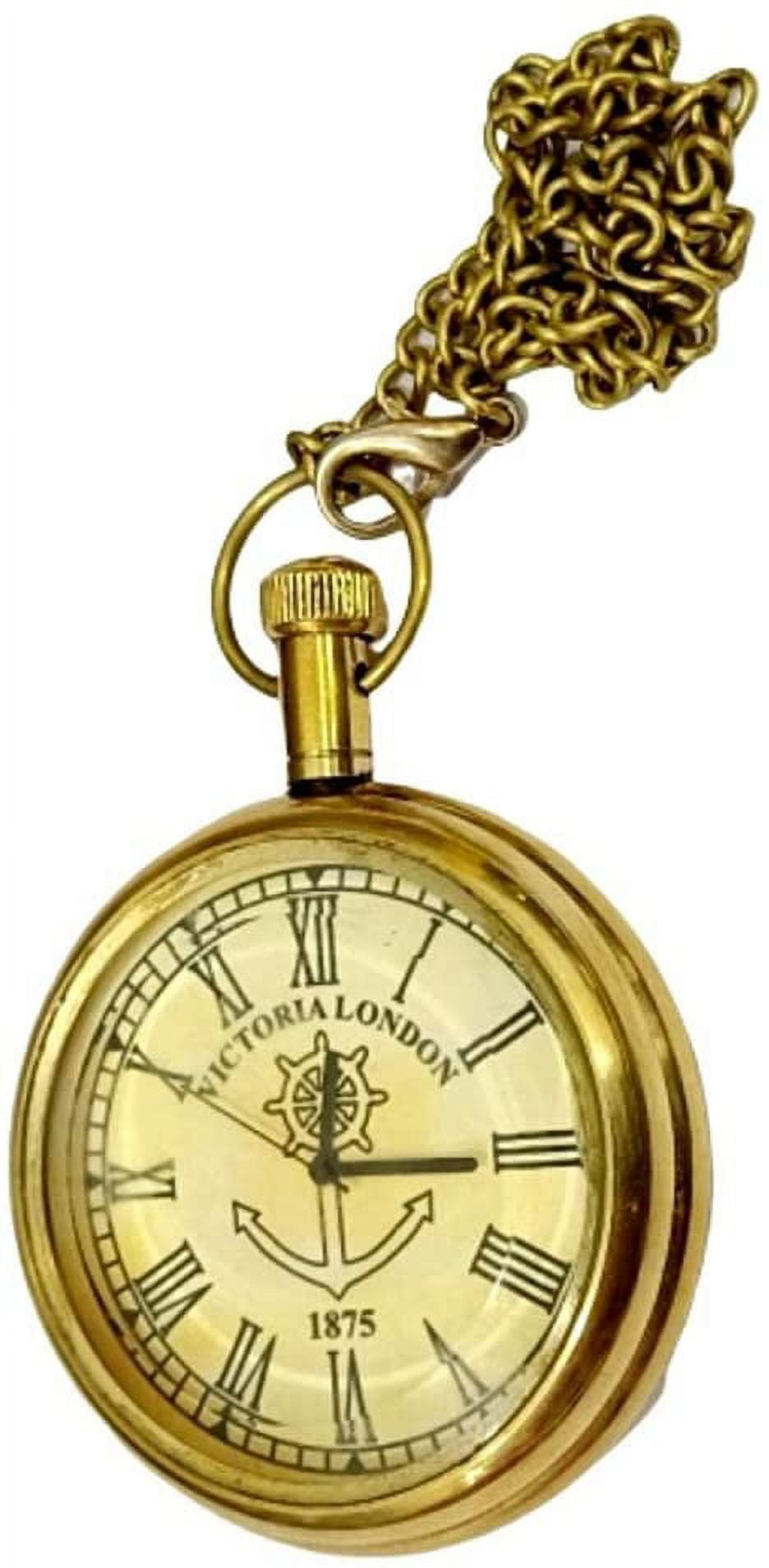 Vintage Brass Victoria London 1875 Nautical Pocket Chain Watch Gifting ...