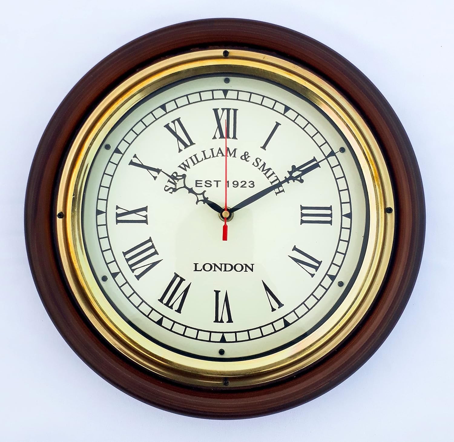 Vintage Brass Wooden Wall Clock, Roman Numaric Clock, Home Deocr ...