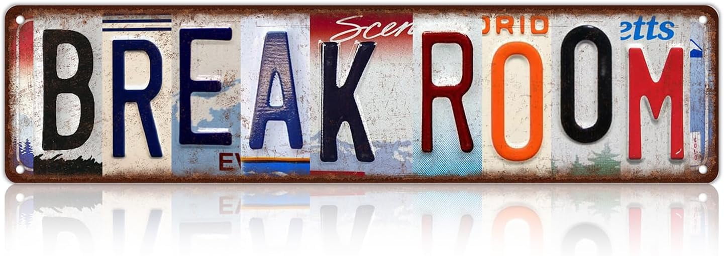Vintage Break Room Metal Tin Signs Street Signs Wall Decor 16 x 4 ...