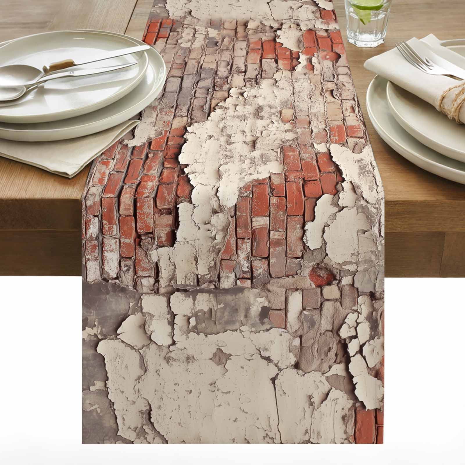 Vintage Brick Wall Table Runner 13x36 inch Style Mottled Faded Wall ...