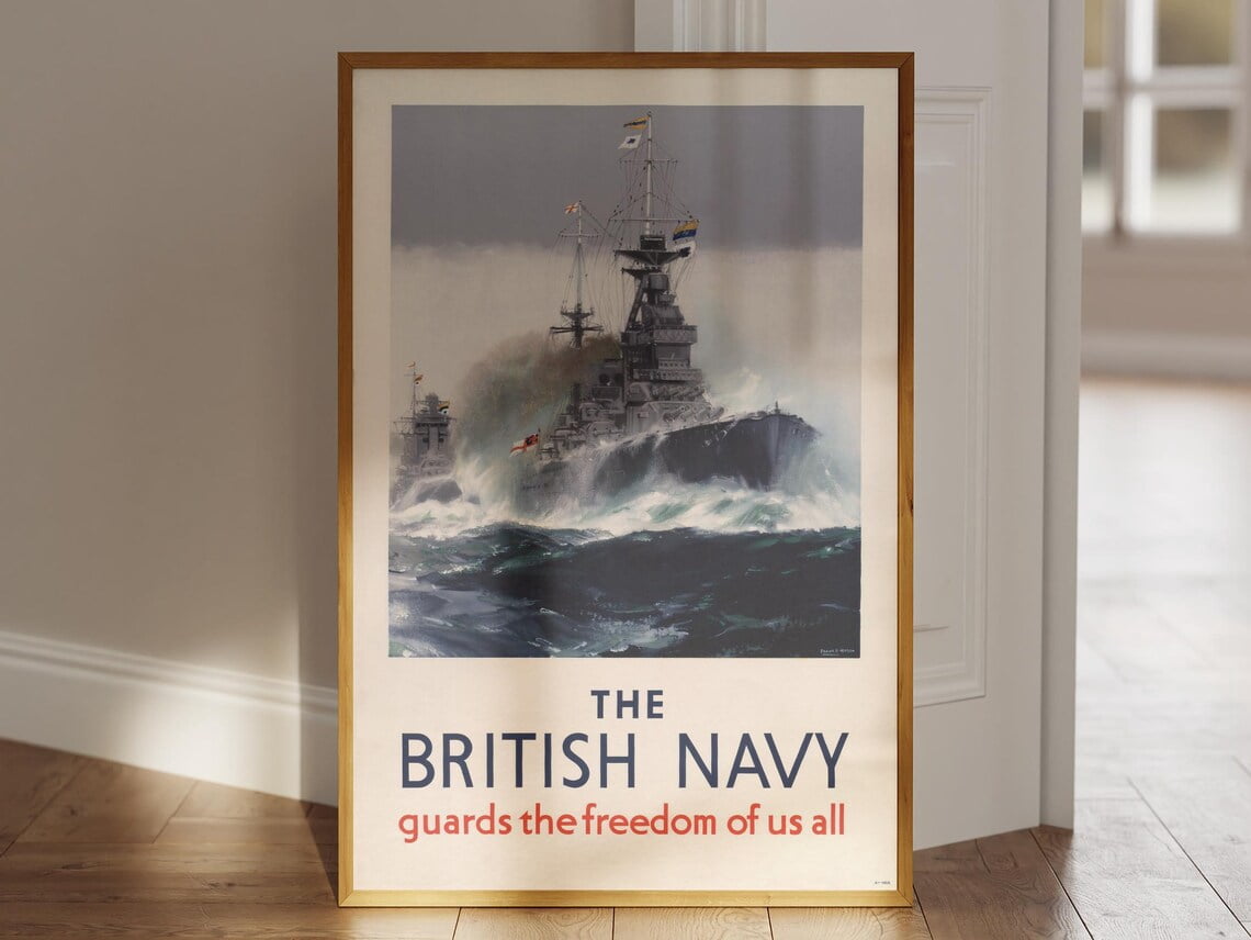 Vintage British Navy Wwii Poster Maritime Wall Art, Royal Navy Home ...