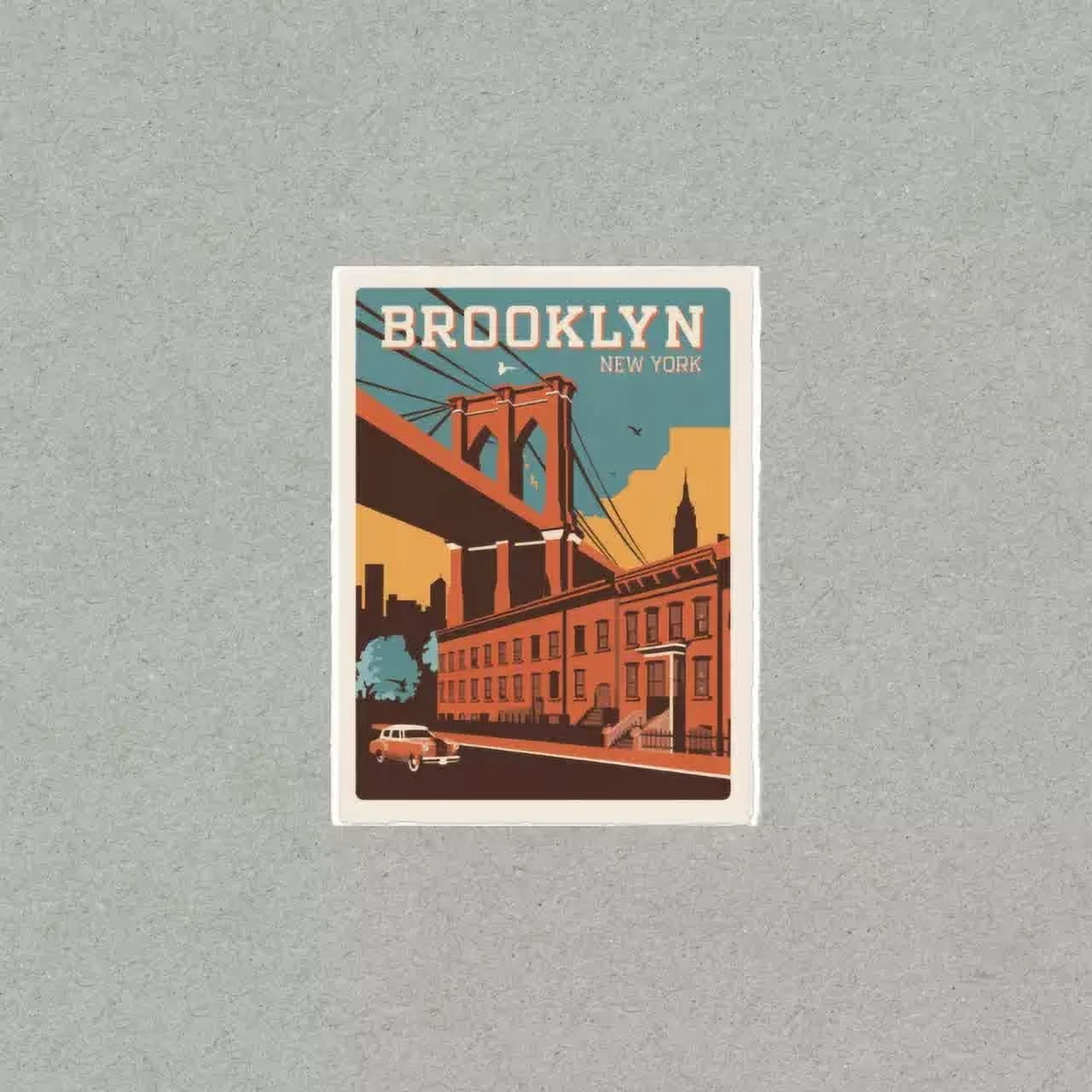 Vintage Brooklyn New York Travel Sticker - Retro 1950S Style City Art ...