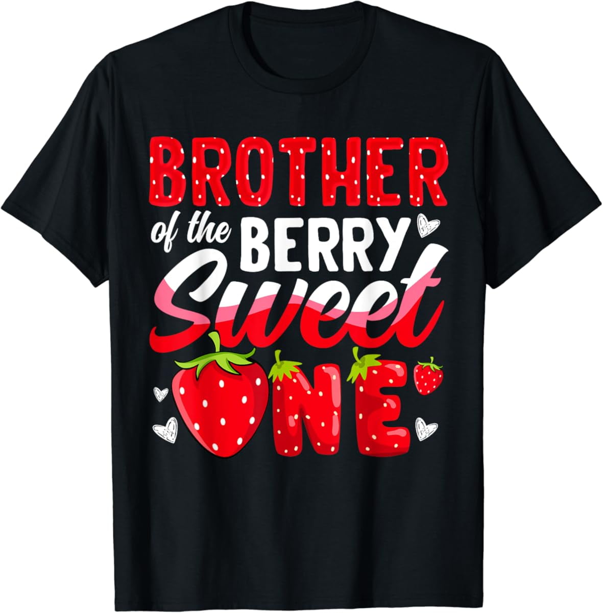 Vintage Brother Of The Berry Sweet One Strawberry 1St Birthday T-Shirt ...