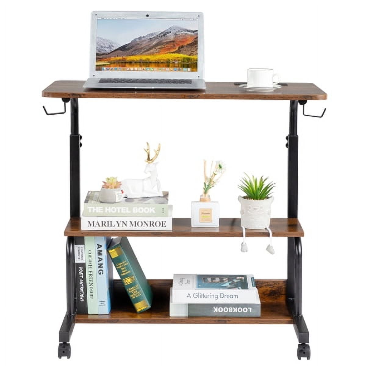 Vintage Brown Adjustable Computer Desk with Melamine Particle Board, 3 ...