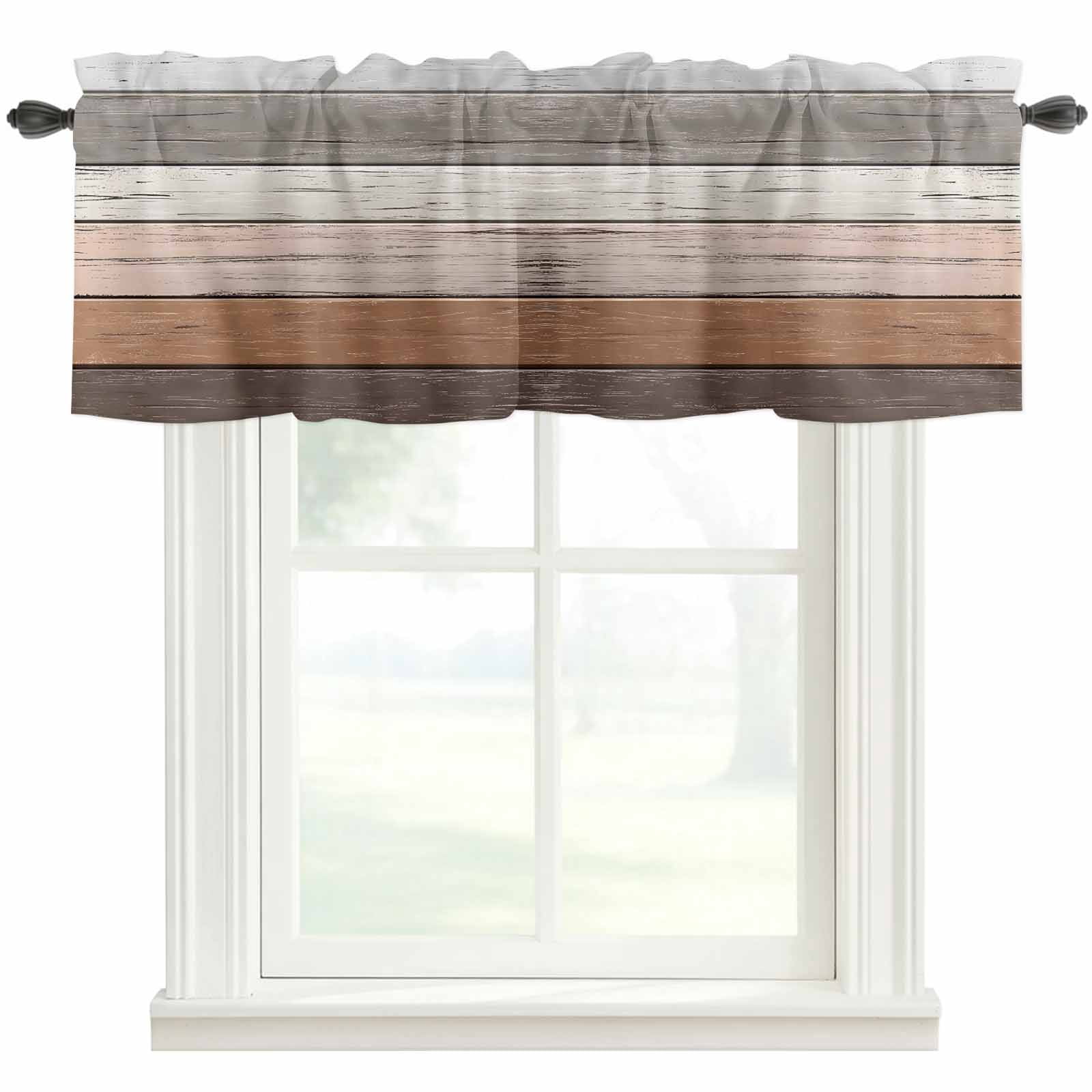 Vintage Brown Beige Stripe Valances for Windows Peeling Paint Effect ...