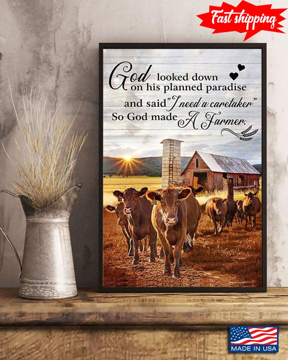 Vintage Brown Cows On Farm God Looked Down On His Planned Paradise And ...