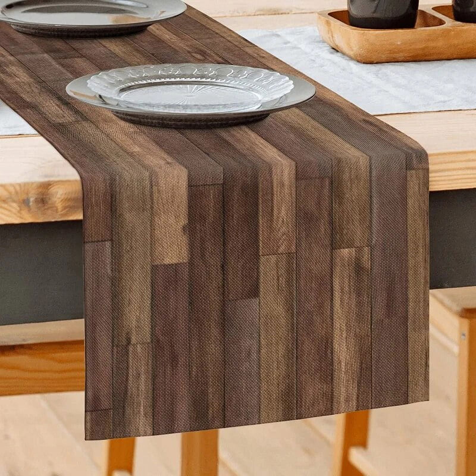 Vintage Brown Plank Linen Table Runner Restaurant Coffee Table Runner ...