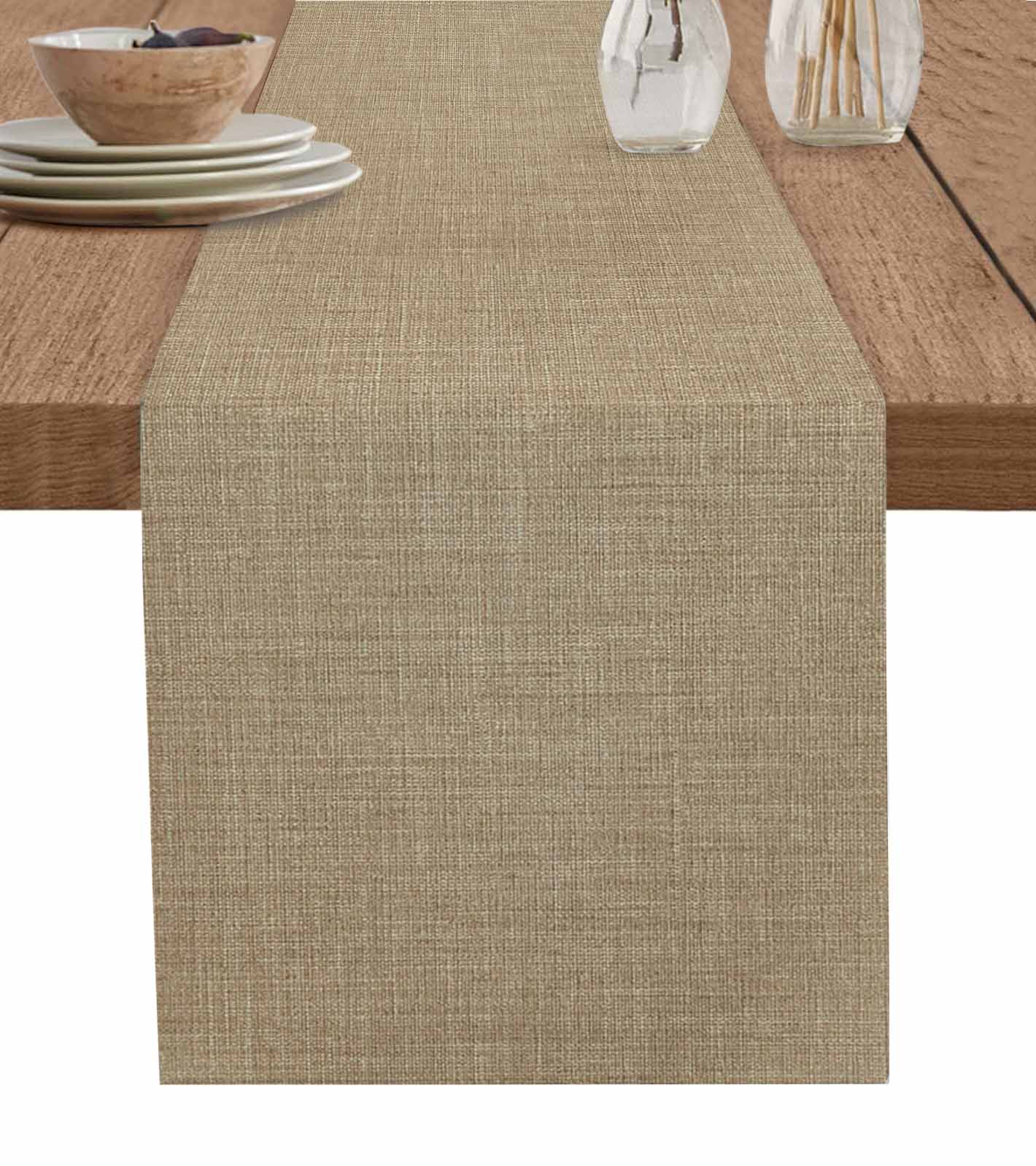 Vintage Brown Short Table Runners 36 Inches, Cotton Linen Fabric Table ...