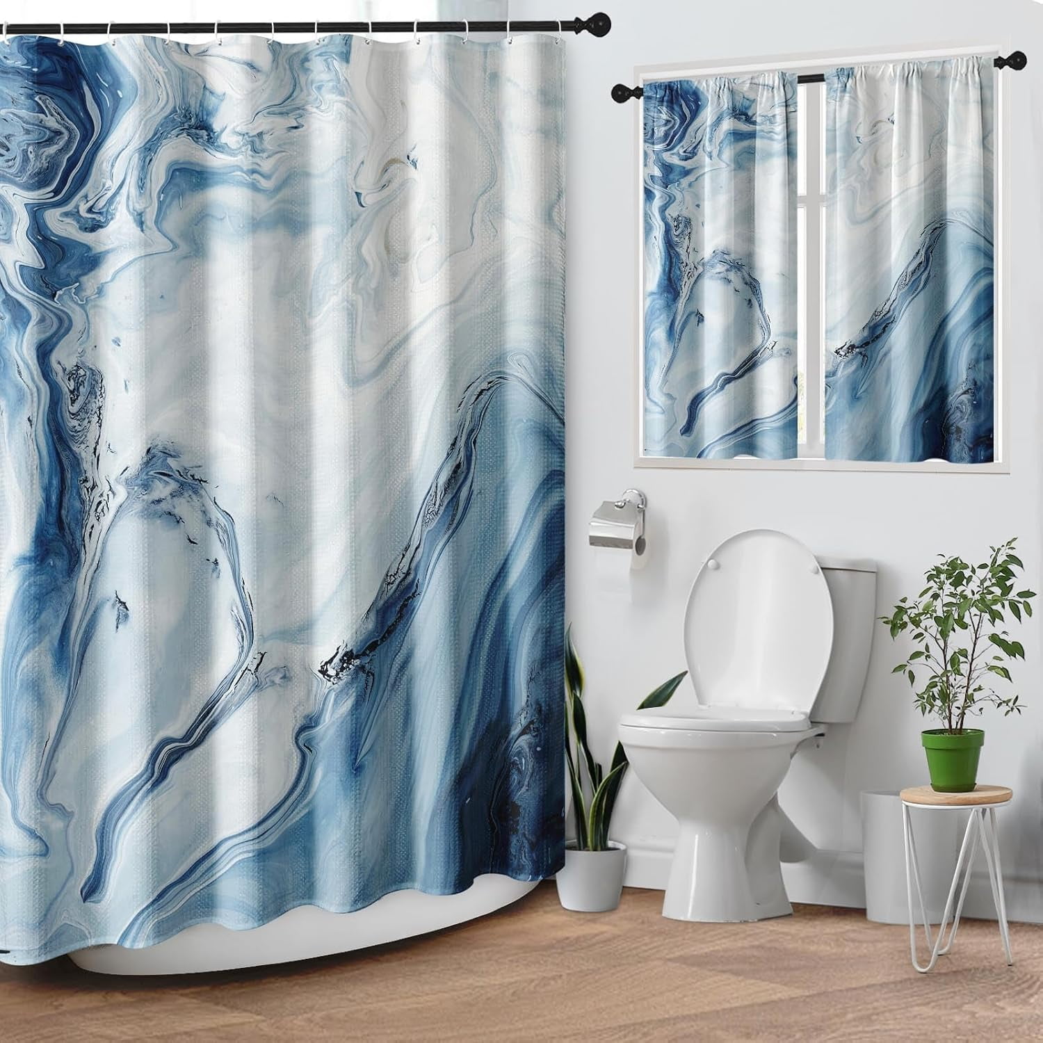 Vintage Brown Shower Curtain Set with Window Curtain, Royal Abstract ...