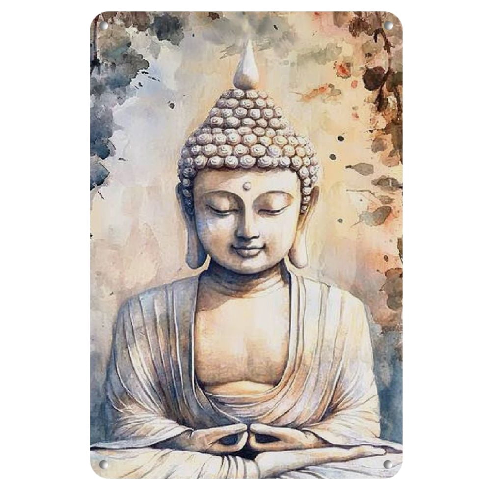 Vintage Buddha Metal Tin Sign - 8x12 Inch Weathered Spiritual Wall Art ...