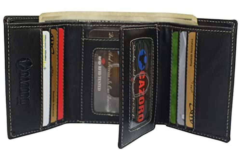Vintage Buffalo Leather Men's RFID Trifold Wallet With Double ID ...