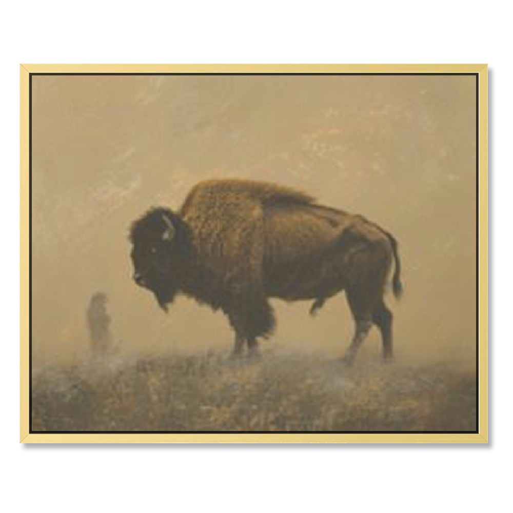 Vintage Buffalo in a Sandstorm Painting Poster - Retro Bison Print ...