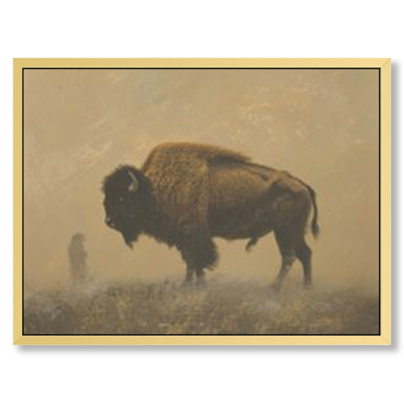 Vintage Buffalo in a Sandstorm Painting Poster - Retro Bison Print ...