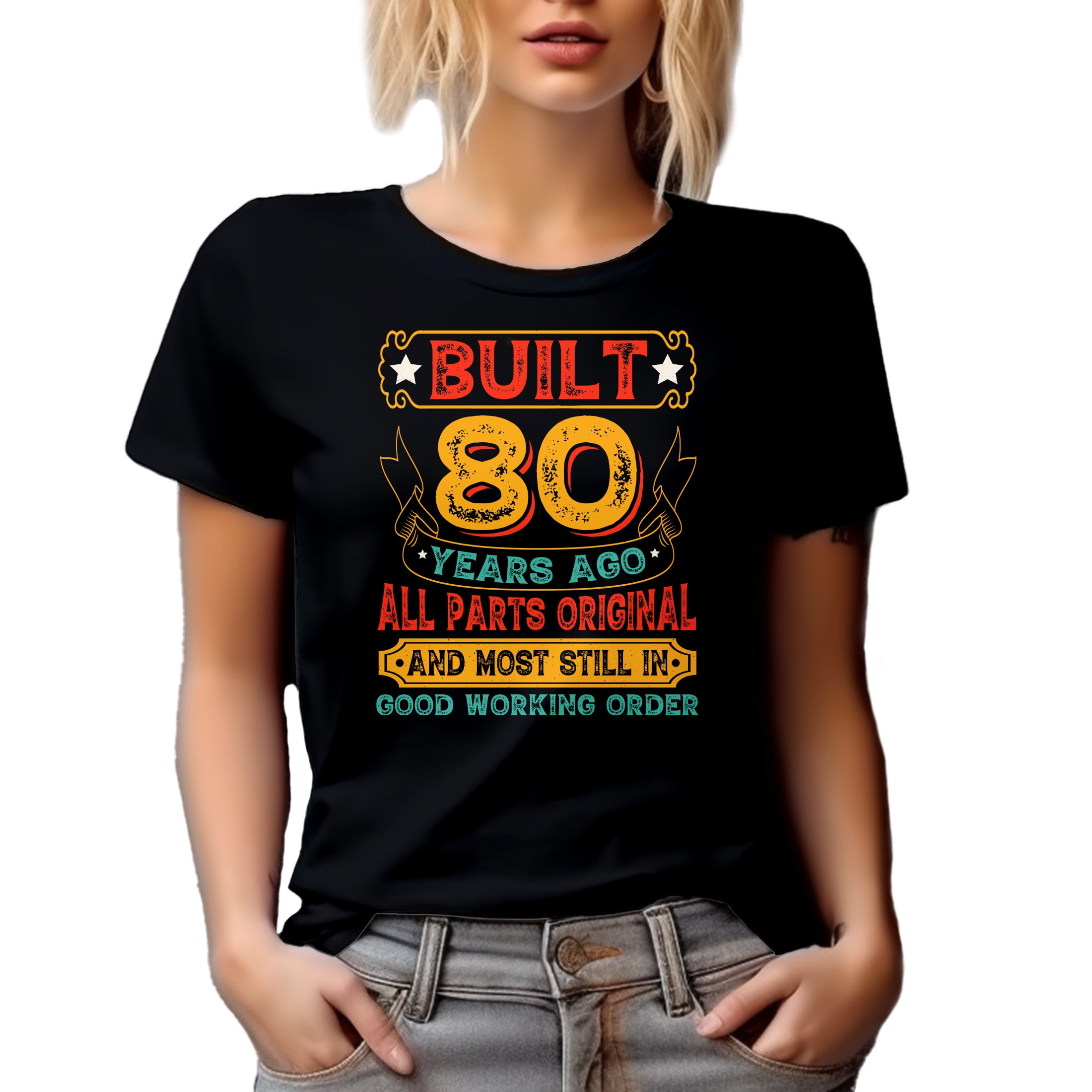 Vintage Built 80 Years Ago, All Parts Original - 80th Birthday, Black T ...