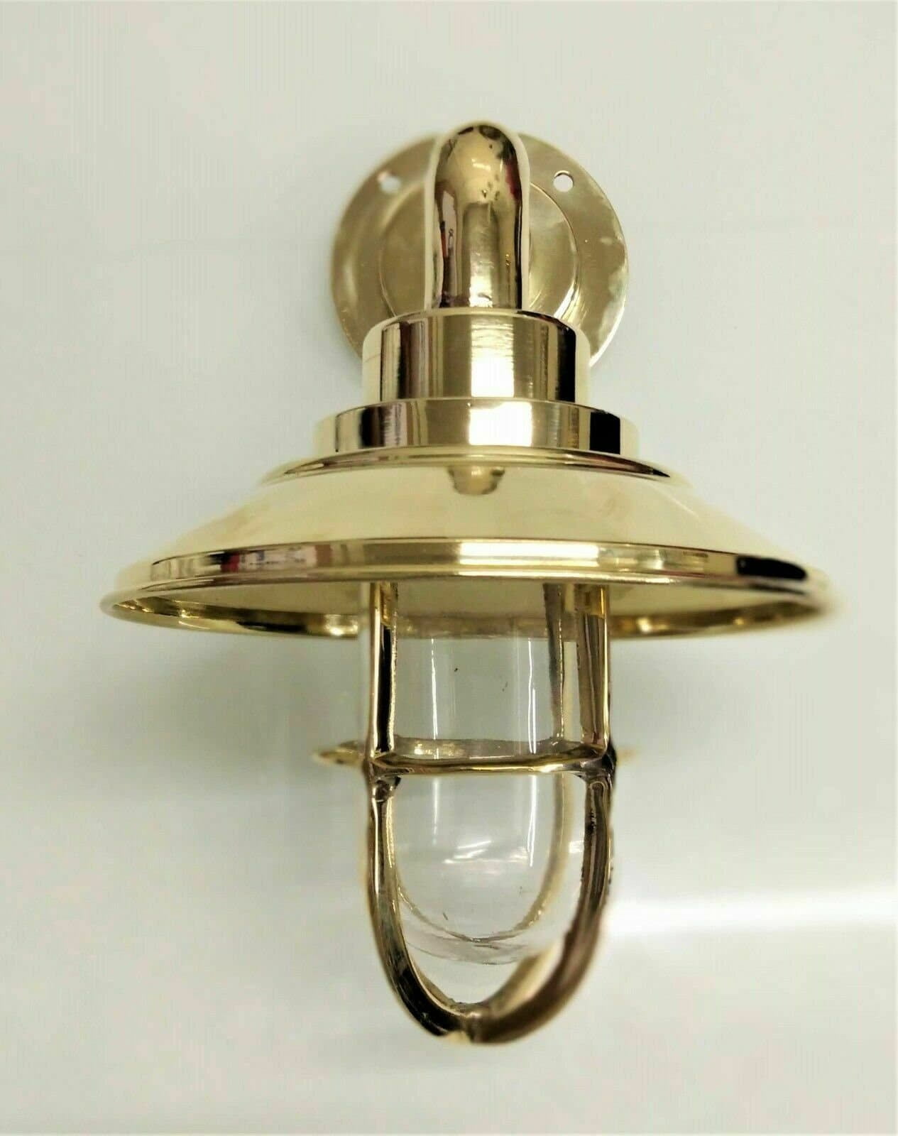 Vintage Bulkhead Brass Beautiful Wall Sconce with Brass Shade - Indoor ...
