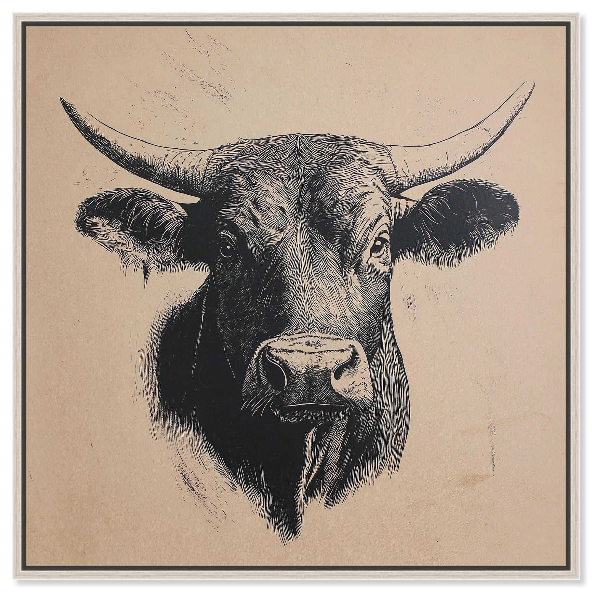 Vintage Bull Charge Canvas Animal Art Prints by Art Remedy, Silver ...