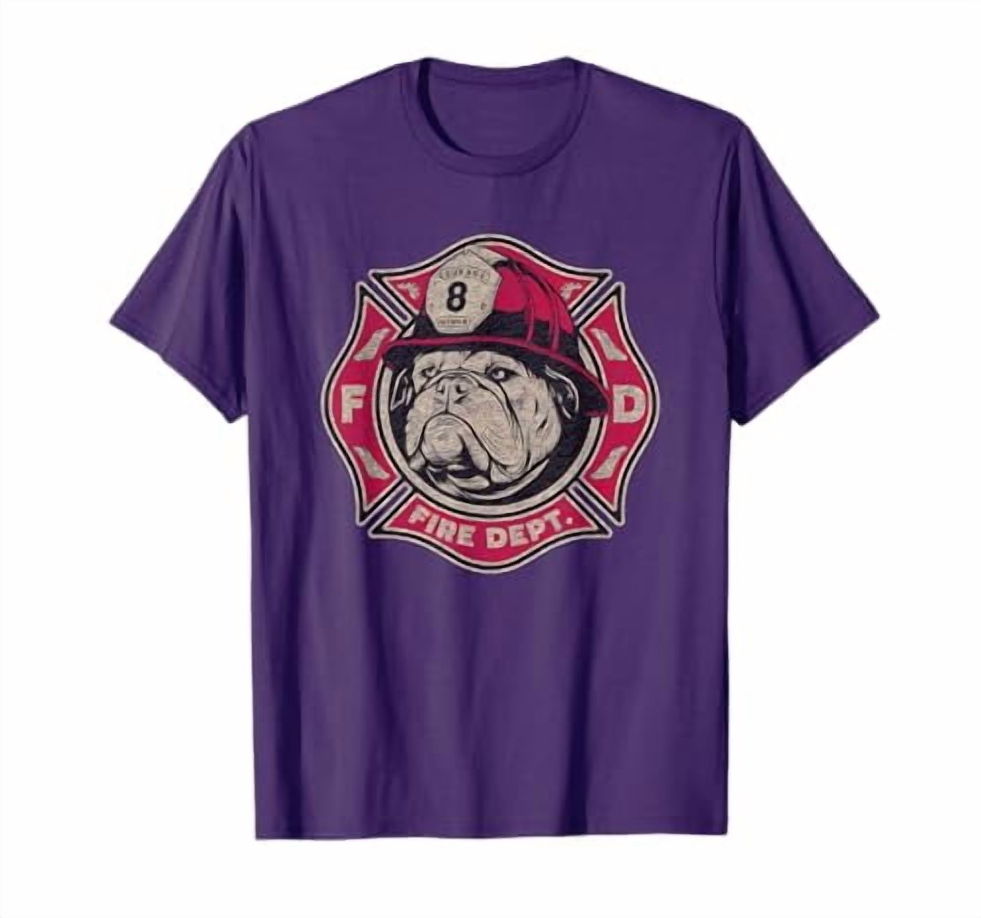 Vintage Bulldog Firefighter Graphic T-Shirt for Fire Department ...