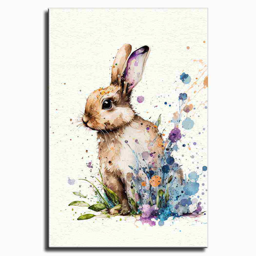 Vintage Bunny Wall Art Easter Bunny Floral Wreath Canvas Art, Vintage ...