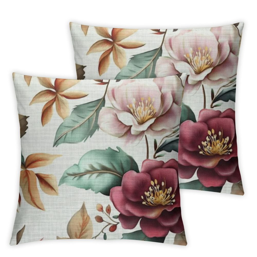 Vintage Burgundy Rose Floral Maroon Throw Pillow Covers Pillow Cover With Zipper Throw Pillow ...