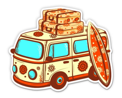 Vintage Bus Peace Cute Travel Ocean Surf - 12" Vinyl Sticker Waterproof ...
